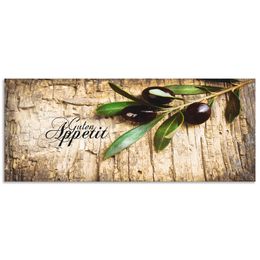 Küchenrückwand Artland "Oliven Guten Appetit" Spritzschutzwände Gr. B/H: 160 cm x 65 cm, braun Küchendekoration