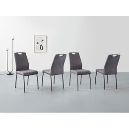 Esszimmerstuhl Hela "ELIF" Stühle Gr. B/H/T: 44 cm x 96 cm x 64 cm, 4 St., Microfaser, schwarz (vintage anthrazit, grau) Küchenstühle