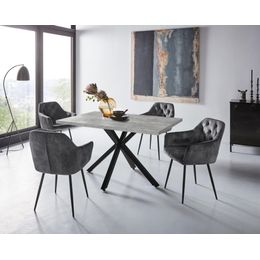 Essgruppe Hela "CLEO" Sitzmöbel-Sets Gr. Samtvelours, grau (betonoptik, vintage anthrazit, schwarz) Essgruppen Bestseller