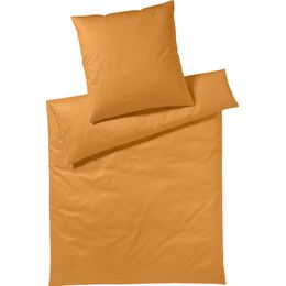 Bettwäsche Yes For Bed "Pure & Simple Uni in Gr. 135x200, 155x220 oder 200x200 cm" Gr. B/L: 200 cm x 200 cm (1 St.), B/L: 80 cm x 80 cm & 80 cm x 80 cm (2 St.), Mako-Satin, orange Bettwäsche 200x200 cm