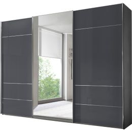 Schwebetürenschrank STAUD "Sonate Lucca mit Spiegel" Schränke Gr. B/H/T: 298 cm x 222 cm x 68 cm, Basic, 3 St., grau (vulkanglas) Schwebetürenschränke und Schiebetürenschränke