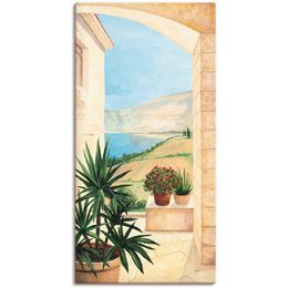 Wandbild Artland "Blick auf Toskanalandschaft" Bilder Gr. B/H: 75 cm x 150 cm, Leinwandbild Fensterblick, 1 St., beige (naturfarben) Kunstdrucke