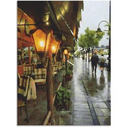 Wandbild Artland "Restaurant Lampen" Bilder Gr. B/H: 90 cm x 120 cm, Alu-Dibond-Druck Restaurant & Cafés Hochformat, 1 St., braun Kunstdrucke