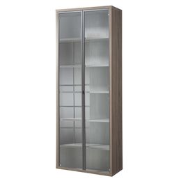 Aktenschrank COMPOSAD "DISEGNO, Bücherregal mit 2 Glastüren" Schränke Gr. B/H/T: 82 cm x 217 cm x 36 cm, 2 St., braun (trüffel eichefarben, glas) Aktenschränke