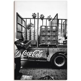 Wandbild Artland "CocaCola-LKW in El Jadida - Marokko" Bilder Gr. B/H: 60 cm x 90 cm, Leinwandbild Auto Hochformat, 1 St., schwarz Kunstdrucke