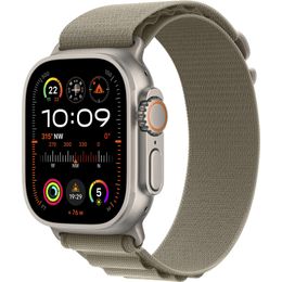 Smartwatch Apple "Watch Ultra 2 GPS 49 mm + Cellular Titanium Small" Smartwatches grün (titanium, olive alpine) Fitness-Tracker