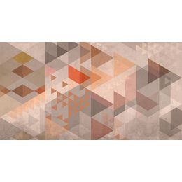 ARCHITECTS PAPER Fototapete "Atelier 47 Vintage Triangle 1" Tapeten Gr. B/L: 5 m x 2,7 m, orange (grau, braun, orange) Fototapeten 3D