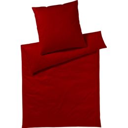 Bettwäsche Yes For Bed "Pure & Simple Uni in Gr. 135x200, 155x220 oder 200x200 cm" Gr. B/L: 200 cm x 220 cm (1 St.), B/L: 80 cm x 80 cm & 80 cm x 80 cm (2 St.), Mako-Satin, rot (weinrot) Bettwäsche 200x220 cm