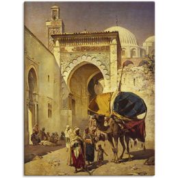 Wandbild Artland "Eine arabische Straßenszene." Bilder Gr. B/H: 90 cm x 120 cm, Leinwandbild Gebäude, 1 St., beige (naturfarben) Kunstdrucke