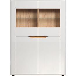 Hochschrank Inosign "Marlon" Schränke Gr. B/H/T: 96 cm x 132 cm x 39 cm, 2 St., weiß (weiß mit eiche) Hochschrank