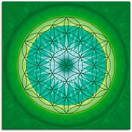 Leinwandbild Artland "Blume des Lebens 3" Bilder Gr. B/H: 100 cm x 100 cm, Muster quadratisch, 1 St., grün Leinwandbilder