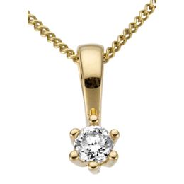 Ketten-Anhänger Firetti "Schmuck Geschenk Gold 750 Halsschmuck Anhänger Halskette Solitär" Schmuckanhänger Gr. 0,1 ct P2 = erkennbare Einschlüsse, Gelbgold 750-Diamanten, 0,35 g, gelb (gelbgoldfarben, gw=getöntes, weiß) Damen Anhänger