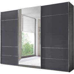 Schwebetürenschrank STAUD "Sonate Lucca mit Spiegel" Schränke Gr. B/H/T: 298 cm x 240 cm x 68 cm, Premium, 3 St., grau (vulkanglas) Schwebetürenschränke und Schiebetürenschränke