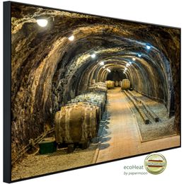 papermoon Infrarotheizung "Tunnel mit Fässern" Heizkörper Gr. B/H/T: 120 cm x 90 cm x 3 cm, 1200 W, bunt (kunstmotiv im aluminiumrahmen) Heizkörper