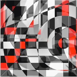 Wandbild Artland "Schwarz weiß trifft rot Version 1" Bilder Gr. B/H: 100 cm x 100 cm, Alu-Dibond-Druck Muster quadratisch, 1 St., schwarz Kunstdrucke