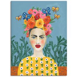 Wandbild Artland "Frida-Kopfschmuck I" Bilder Gr. B/H: 90 cm x 120 cm, Leinwandbild Bilder von Frauen Hochformat, 1 St., bunt Kunstdrucke