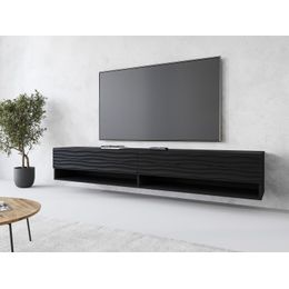 Lowboard Inosign Sideboards Gr. B/H/T: 180 cm x 30 cm x 31 cm, schwarz (schwarz matt, geriffelt) Lowboards