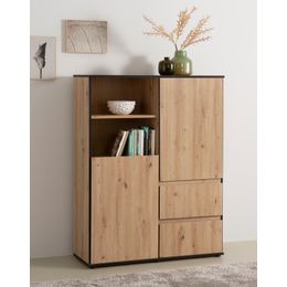 Highboard Hela "Ariana" Sideboards Gr. B/H/T: 100 cm x 130 cm x 38 cm, 2, schwarz (artisan eiche, schwarz) Highboards