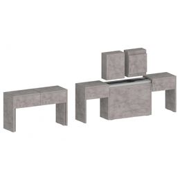 Sitzgruppe Tecnos "Praktika" Sitzmöbel-Sets Gr. B/H/T: 290 cm x 45 cm x 25 cm, Metallauszug, silberfarben (silver beton) Essbank Essbänke