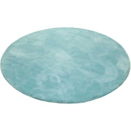 Hochflor-Teppich Esprit "Relaxx" Teppiche Gr. Ø 200 cm, 25 mm, 1 St., blau (türkis) Esszimmerteppiche