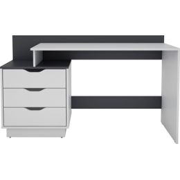 Schreibtisch ByLiving "Bern, moderner Computertisch" Tische Gr. B/H/T: 112,2 cm x 83,5 cm x 50 cm, grau (weiß, anthrazit, weiß, weiß) Schreibtische