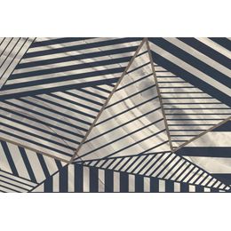 ARCHITECTS PAPER Fototapete "Atelier 47 Stripes Marble 3" Tapeten Gr. B/L: 4 m x 2,7 m, blau (graublau, creme, dunkelbraun) Fototapeten 3D