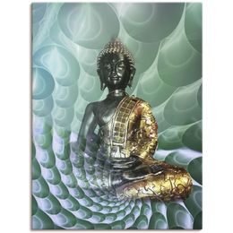 Wandbild Artland "Buddhas Traumwelt CB" Bilder Gr. B/H: 90 cm x 120 cm, Leinwandbild Religion Hochformat, 1 St., bunt Kunstdrucke