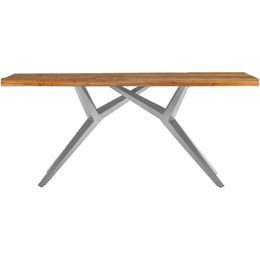 Esstisch Sit Tische Gr. B/H/T: 220 cm x 76 cm x 100 cm, 220 x 100 cm, braun (natur, antiksilber, natur) Esstische rechteckig