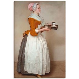 Wandbild Artland "Das Schokoladenmädchen. Um 1744/45" Bilder Gr. B/H: 60 cm x 90 cm, Leinwandbild Frau, 1 St., beige (naturfarben) Kunstdrucke