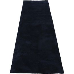 Hochflor-Läufer CarpetFine "Silky" Teppiche Gr. B/L: 80 cm x 300 cm, 20 mm, 1 St., blau Hochflor-Läufer