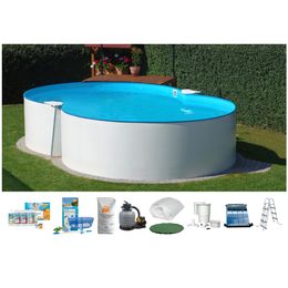 Achtformpool Clear Pool Schwimmbecken Gr. B/H/L: Breite 300 cm x Höhe 120 cm x Länge 470 cm, 13000 l, weiß Achtformpools