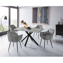 Essgruppe Hela "CLEO" Sitzmöbel-Sets Gr. Samtvelours, grau (betonoptik, vintage grau, schwarz) Essgruppen Bestseller