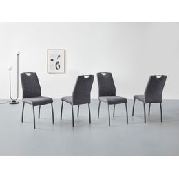 Esszimmerstuhl Hela "ELIF" Stühle Gr. B/H/T: 44 cm x 96 cm x 64 cm, 4 St., Webstoff, grau (anthrazit, grau) Küchenstühle