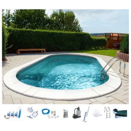 Ovalpool MY POOL BWT "Premium" Schwimmbecken Gr. B/H/L: Breite 360 cm x Höhe 120 cm x Länge 737 cm, 28000 l, grau (weiß, grau) Ovalpools