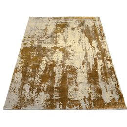 Teppich Musterring "WAVE ARTE" Teppiche Gr. B/L: 140 cm x 200 cm, 9 mm, 1 St., beige (creme, goldfarben) Esszimmerteppiche exlcusive Musterring DELUXE COLLECTION kuscheliges Microfaser Garn