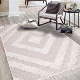 Teppich Carpet City "Valencia 813" Teppiche Gr. B/L: 200 cm x 290 cm, 20 mm, 1 St., beige (creme, graublau) Esszimmerteppiche