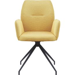 Armlehnstuhl Salesfever Stühle Gr. B/H/T: 59 cm x 88 cm x 58 cm, Webstoff strukturiert Strukturoptik, Armlehnstuhl mit 180 Drehfunktion Gelb + Metall, gelb (gelb, schwarz, schwarz) Armlehnstühle