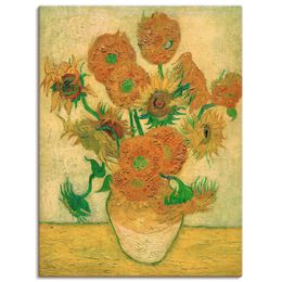 Leinwandbild Artland "Sonnenblumen" Bilder Gr. B/H: 90 cm x 120 cm, Blumen Hochformat, 1 St., gelb Leinwandbilder