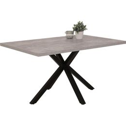 Esstisch Hela "Cleo I T" Tische Gr. B/H/T: 140 cm x 76 cm x 90 cm, grau (betonoptik, schwarz, betonoptik) Esstische rechteckig