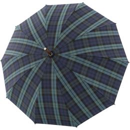 Stockregenschirm doppler MANUFAKTUR "Zürs, kastanie karo grün/blau" grün (grün, blau) Regenschirme Stockschirme