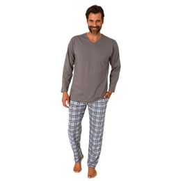 Normann Pyjama Normann Herren Schlafanzug lang mit Karo Hose