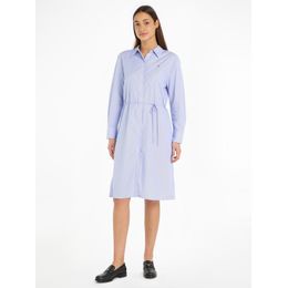 Shirtkleid Tommy Hilfiger "ESSENTIAL STP KNEE SHIRT DRESS" Gr. 40, N-Gr, blau (blue_spell_ithaca_stp) Damen Kleider Freizeitkleider