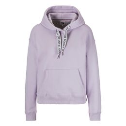 Kapuzensweatshirt Tommy Jeans "TJW BXY LOGO DRAWCORD HOODIE EXT" Gr. M (38), lila (lavender flower) Damen Sweatshirts