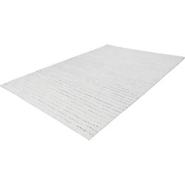 Teppich Calo-deluxe "Scorpius 115" Teppiche Gr. B/L: 80 cm x 150 cm, 12 mm, 1 St., grau (grau, weiß) Schurwollteppiche