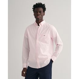 Langarmhemd Gant "Regular Fit Gingham Popeline Hemd strapazierfähig pflegeleicht kariert" Gr. M, N-Gr, rosa (light pink) Herren Hemden Langarm