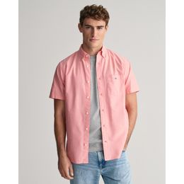 Kurzarmhemd Gant "REG OXFORD SHIRT" Gr. L, N-Gr, pink (sunset pink) Herren Hemden Kurzarm Gant-Stickerei