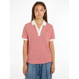 Poloshirt Tommy Hilfiger "RLX OPEN PLACKET LYOCELL POLO SS" Gr. M (38), rot (fierce red, white) Damen Shirts V-Shirts