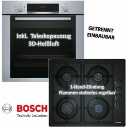 Herdset Bosch Einbaubackofen mit Bosch Gaskochfeld autark 60 cm Teleskopführung