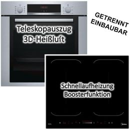 Herdset Bosch Einbau-Backofen mit Induktionskochfeld Booster - autark, 60 cm