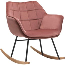 Duhome Schaukelstuhl gesteppt Schaukelsessel Schwingsessel gepolstert Relax Sessel Gestell Metall Holz/Rosa, Samt/DH1044 - Rosa, Samt